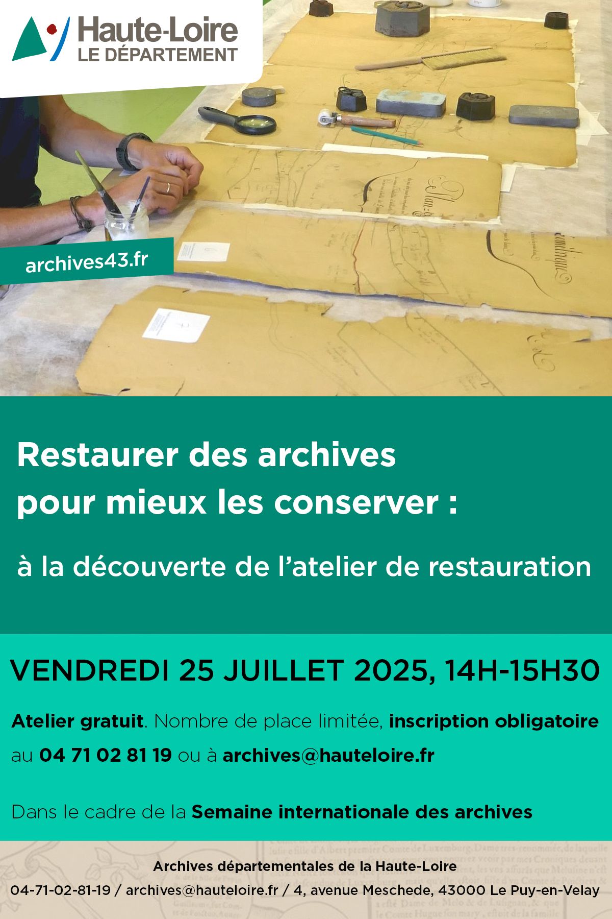 Visite-découverte de l'atelier restauration des Archives